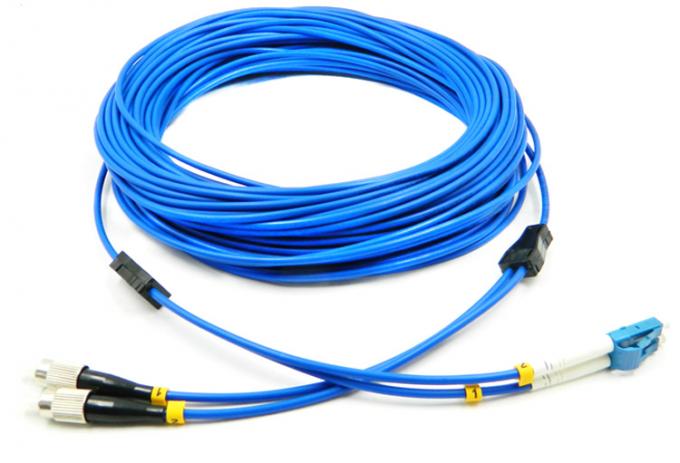 Multimode LC to FC Fiber Optic Patch Cord Duplex Armored Low Insertion Loss