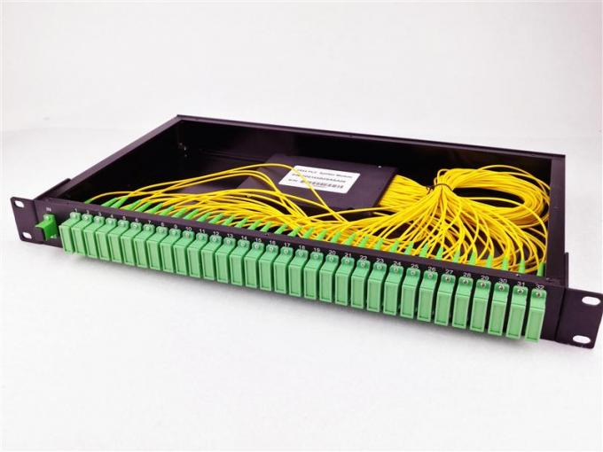 SC/APC Fiber Optic Splitter Rack Mount Patch Panel 1U Aluminium Alloy 1x64