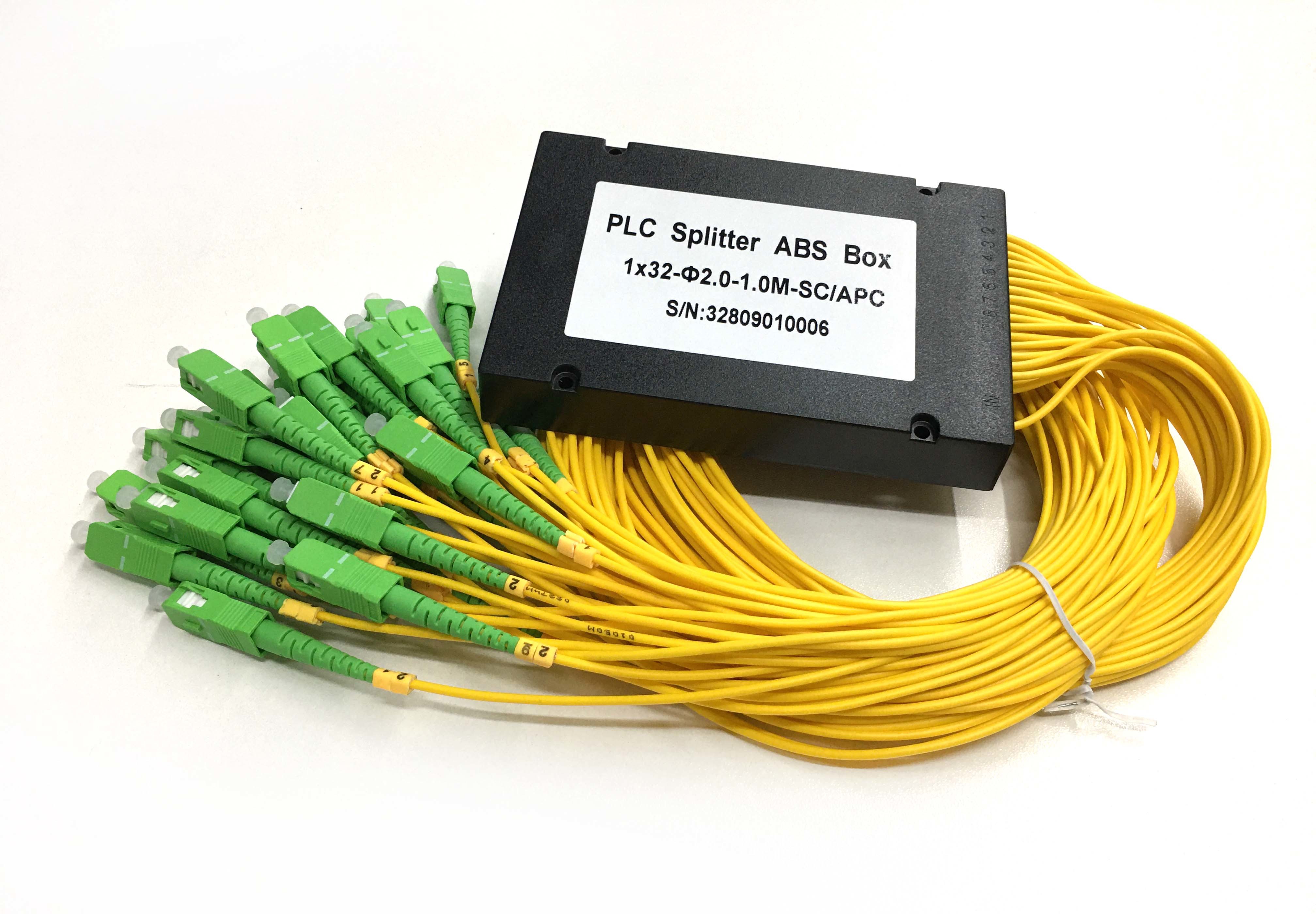1x32 1*32 1:32 PLC Fiber Optic Splitter SC APC Connector ABS Box Type ...