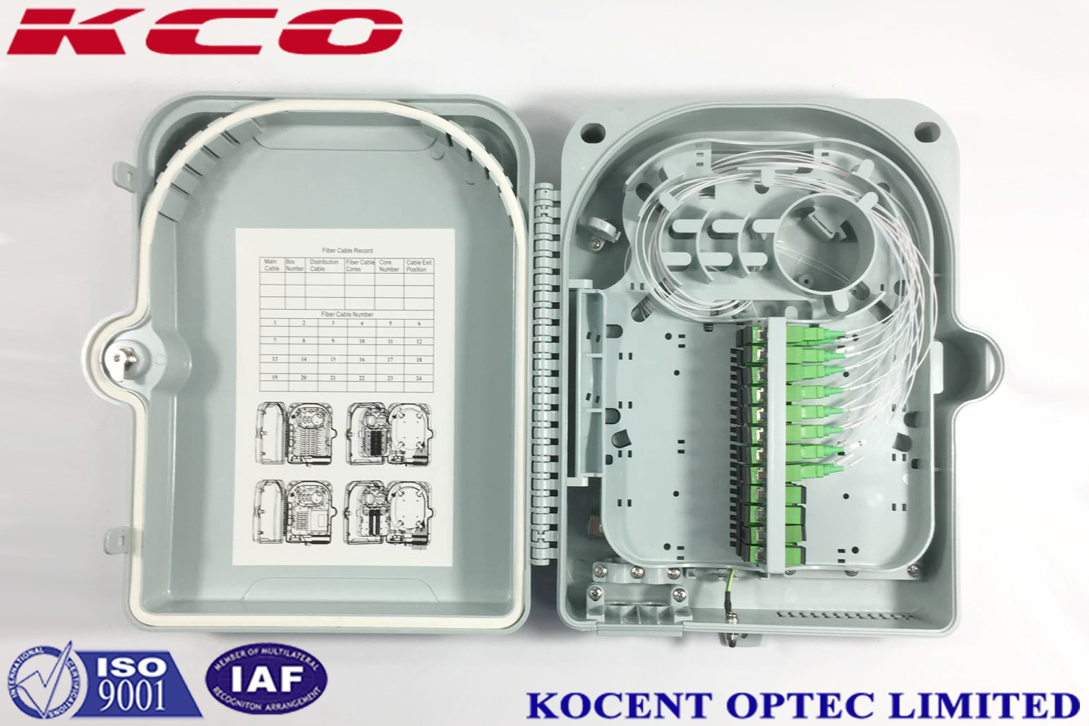 FTTH 24 Port Fiber Optic Terminal Box KCO-FDB-24G Outdoor Water Proof ...