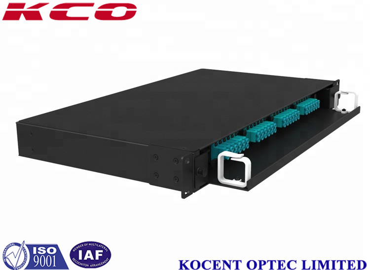 48 Port LC OM4 Fiber Optic Rack Mount Patch Panels Type 1U Metalic Black Steel Material