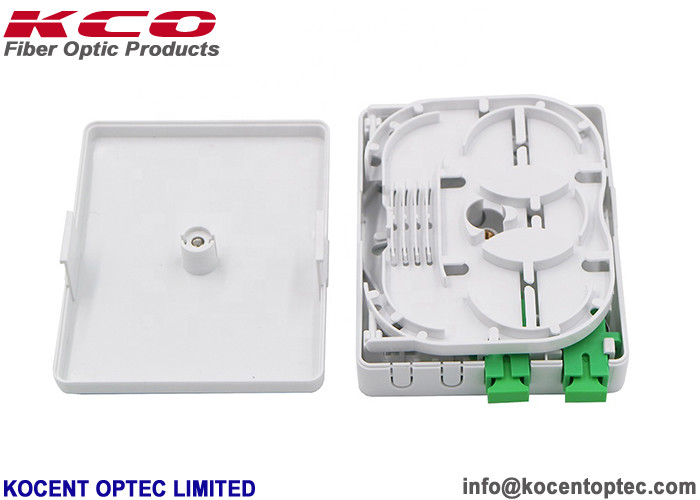 Indoor Rosette Fiber Optic Terminal Box ABS PC Material KCO-FTB-02W 2 ...