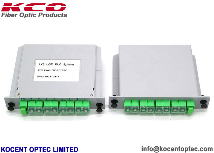 Green 1*8 Fiber Optic Splitter 1x8 LGX PLC Splitter For Rack Mountable ...